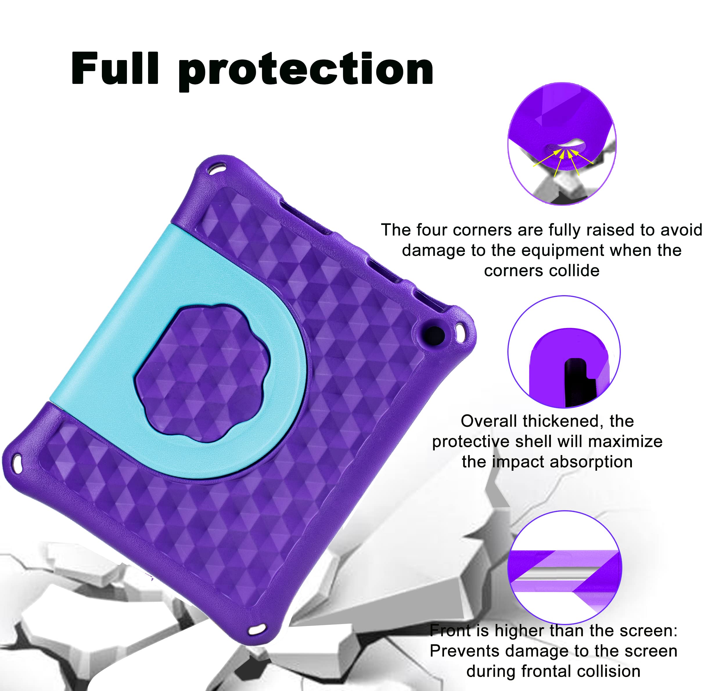 10in Tablet Case for Kids(2021 Release 11th Generation),OQDDQO iPad Light Weight Anti Slip Shockproof Kids Friendly Case for 10 inch Tablet (Purple1)