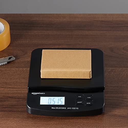 Amazon Basics Digital Postal Table Top Scale - AC Adapter, Counting Function, 65 Pound Capacity, 0.1 Ounce Readability