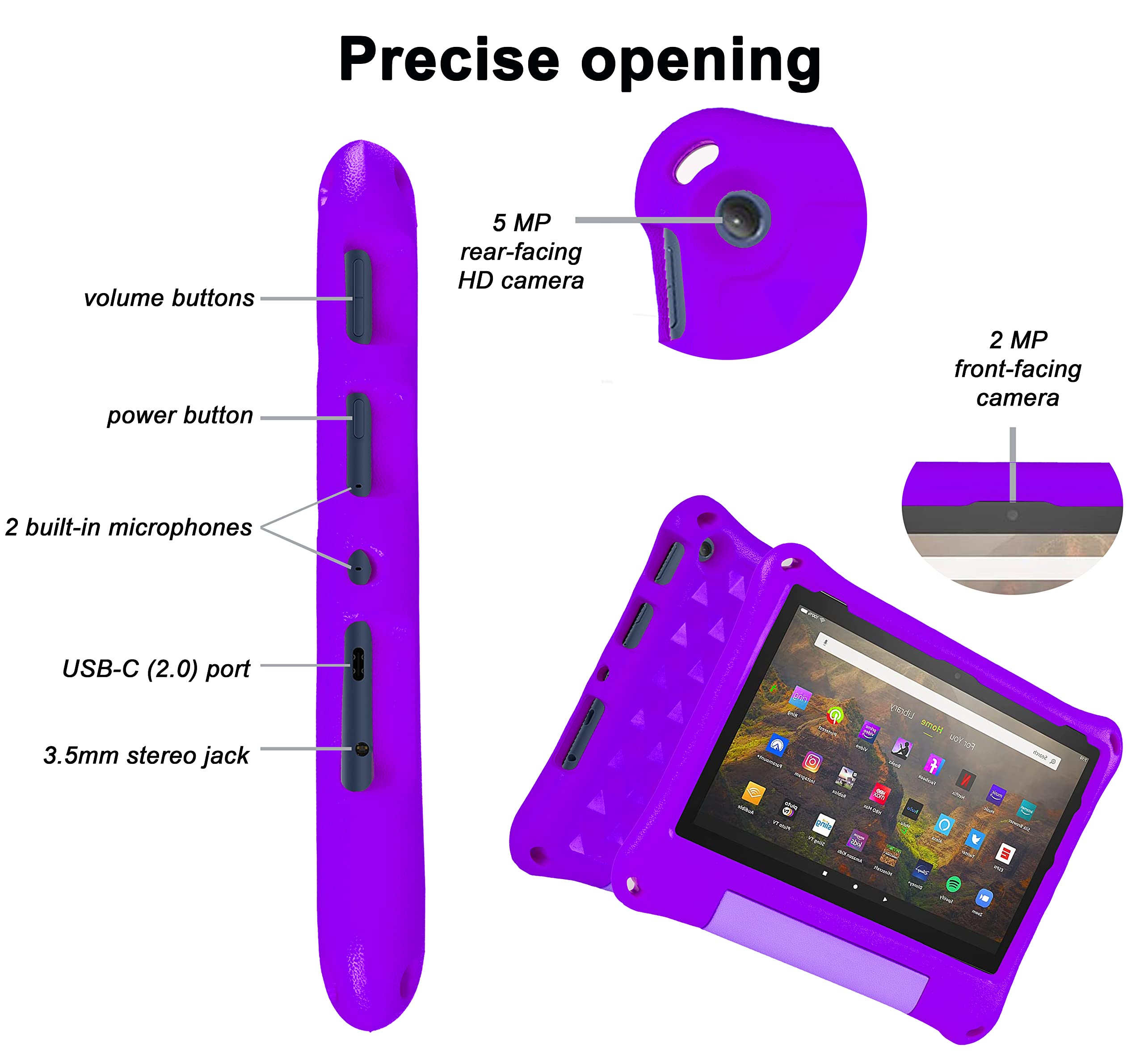 10in Tablet Case for Kids(2021 Release 11th Generation),OQDDQO iPad Light Weight Anti Slip Shockproof Kids Friendly Case for 10 inch Tablet (Purple1)