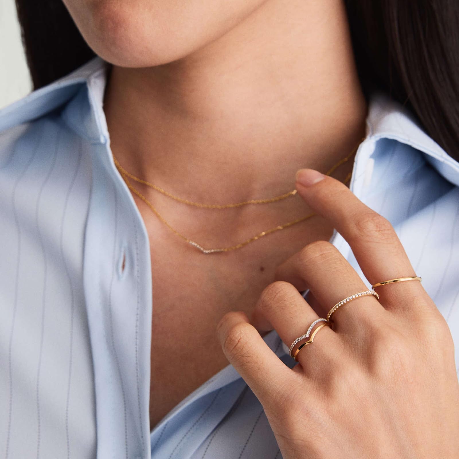 10 PCS Dainty 14K Gold Rings for Women, Open Twist Simulated Diamond Criss Cross Designs, Perfect for Stacking Layering on Thumb and Knuckle Engagement Rings in Sizes 8