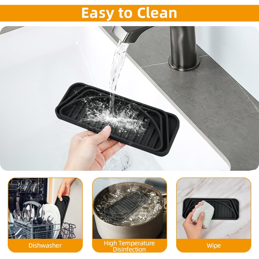 Aolso Refrigerator Drip Tray, Frige Water Drip Pan to Cuttable, Silicone Frige Water Drip Pan for Water Dispenser, Fridge, Refrigerator Accessories for Whirlpool, GE, Samsung(Black)