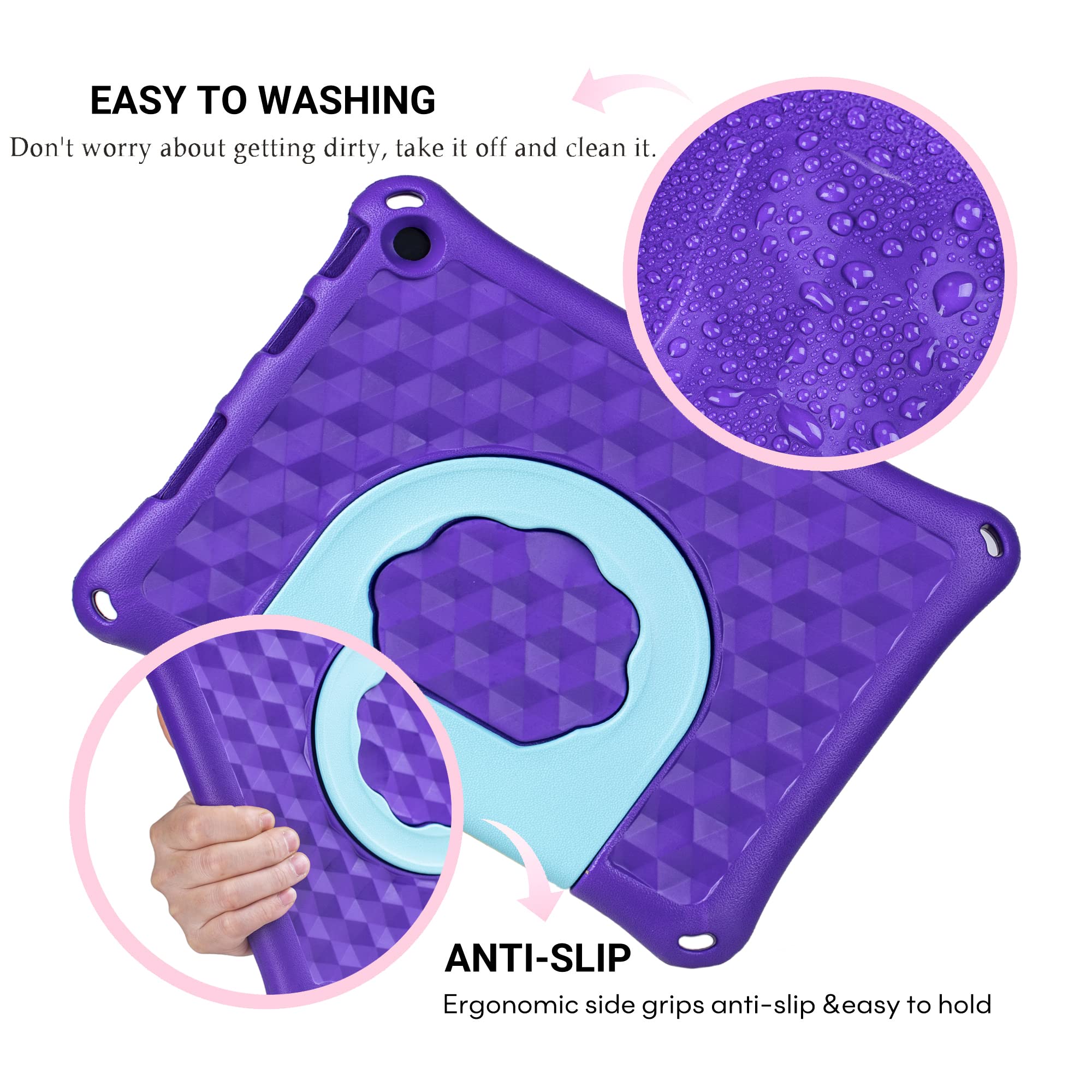 10in Tablet Case for Kids(2021 Release 11th Generation),OQDDQO iPad Light Weight Anti Slip Shockproof Kids Friendly Case for 10 inch Tablet (Purple1)