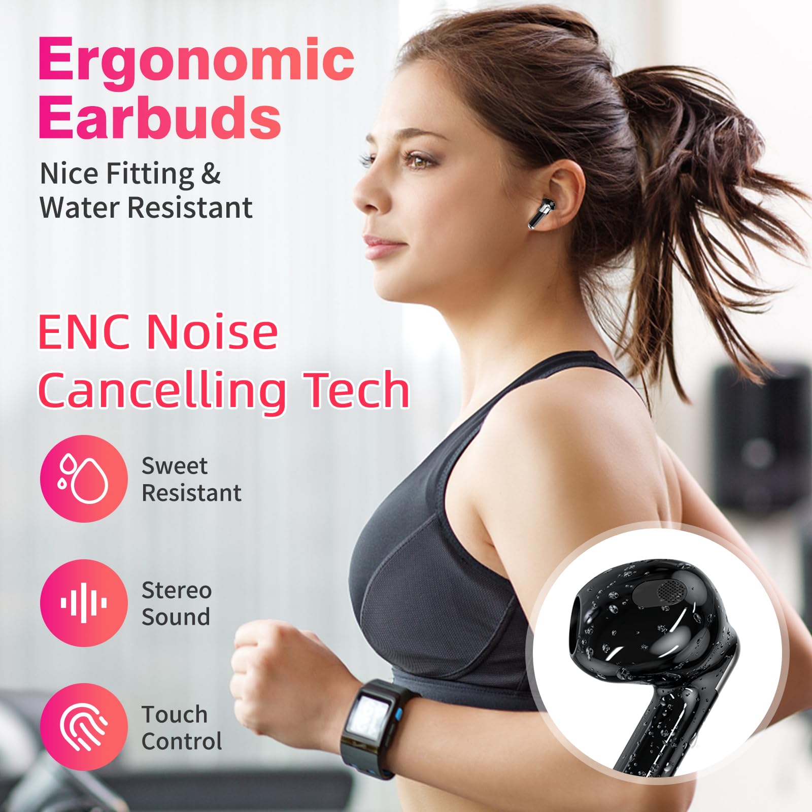 Wireless Earbuds Bluetooth 5.3 Headphone for iPhone 15 Pro Max 14 13 12 Samsung S24 Ultra A53 A54 A15 S23 FE S22 S21 Google Pixel 6a 7a 8a 8 Noise Canceling Bluetooth Headset in-ear Headphone Android