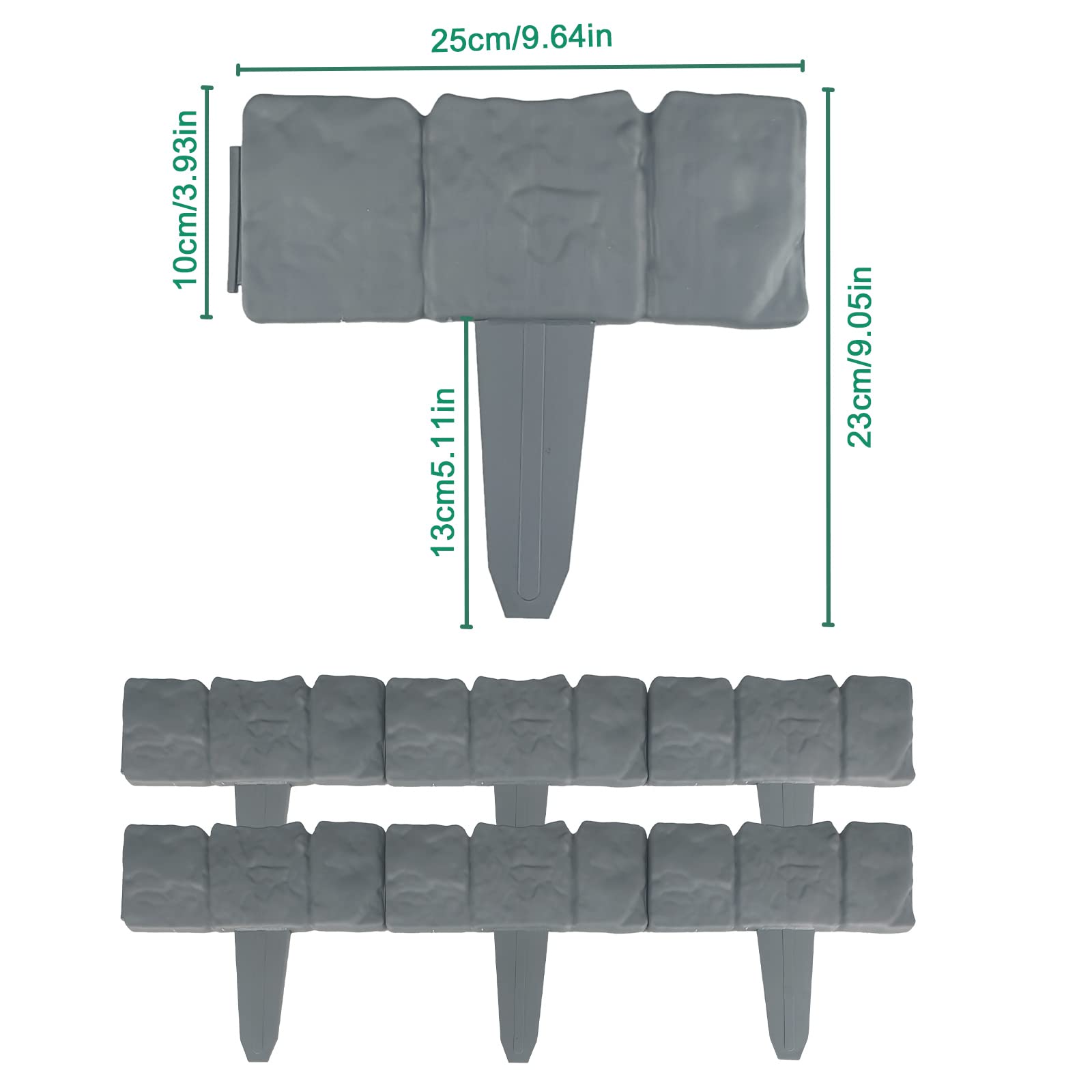Garden Edging Border,Landscape Edging,32ft Plastic Garden Edging Border no dig for Edging DIY Decorative Flower Grass Bed Border,Comes with a Punch Tool for Insertion,40pcs(Grey)