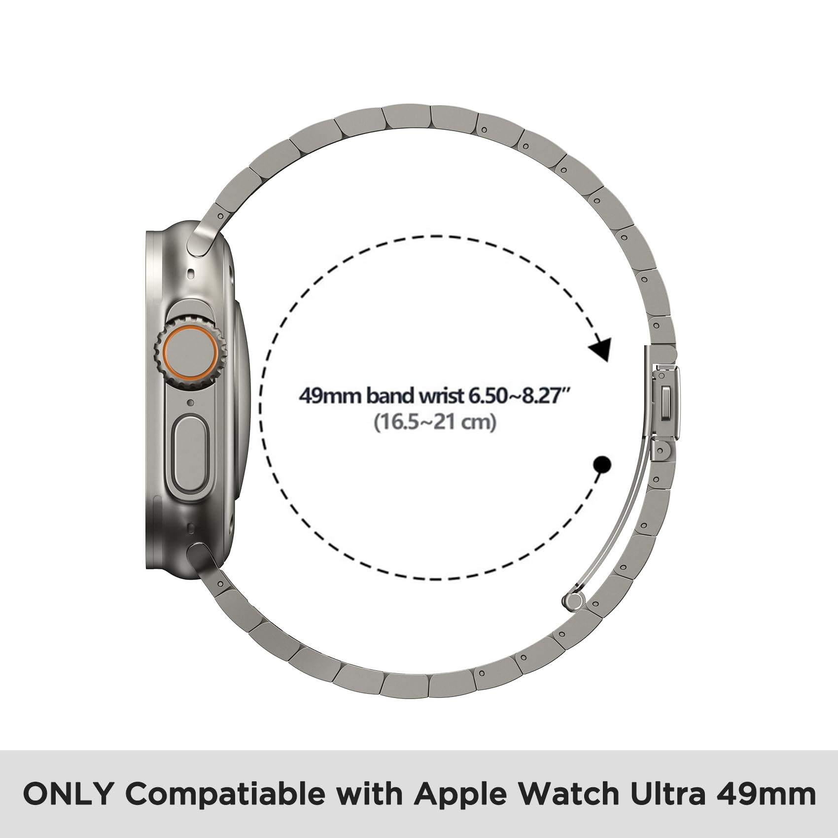 LULULOOK Band for Apple Watch Ultra/Ultra2, Titanium Band for iWatch 49MM [DLC-Scratch Resistant Process]- Titanium Color for Big Wrist