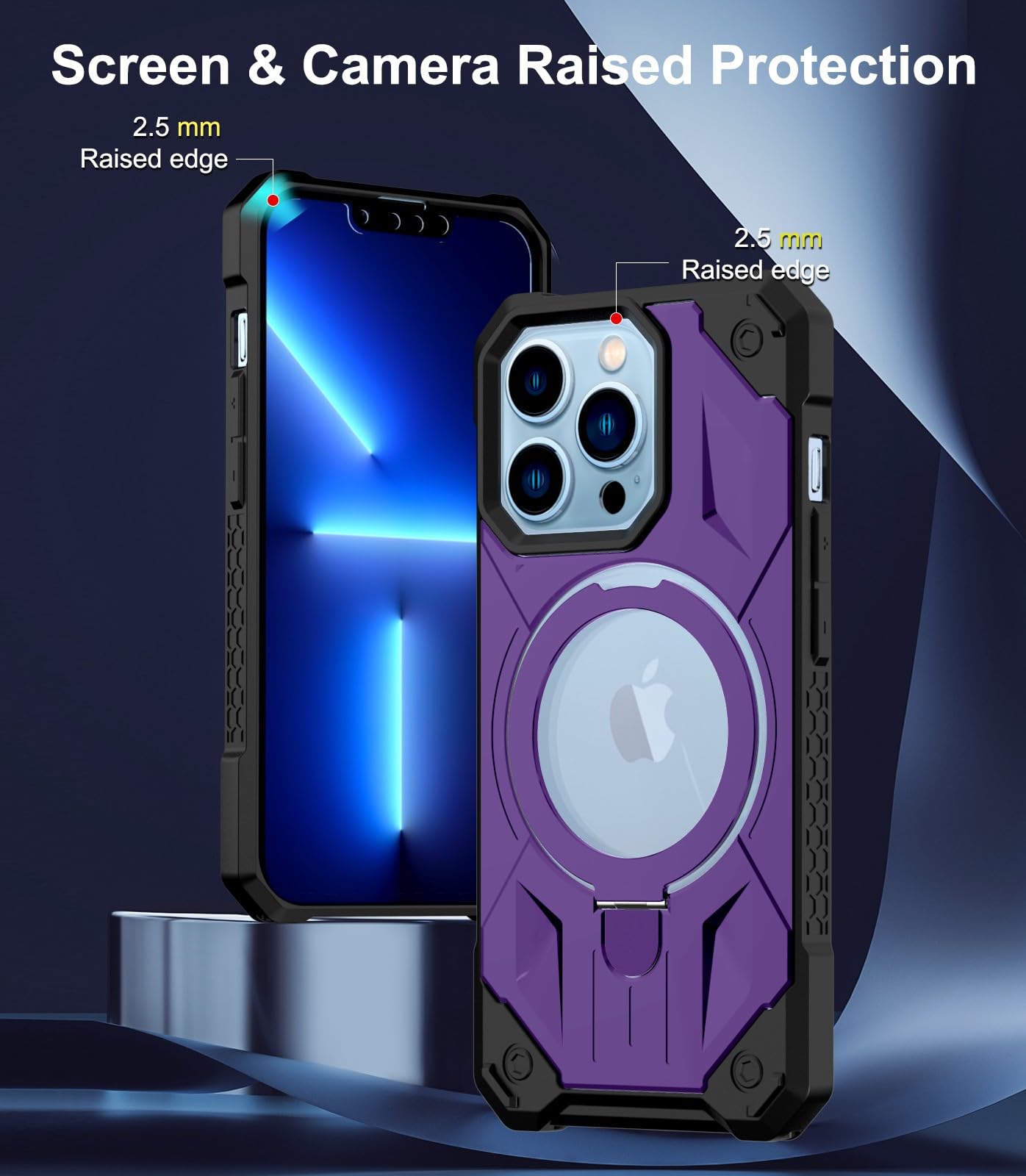 STERKER for iPhone 13 Pro Max Phone Case [Invisible Built in Stand & Ring Holder] Compatible with MagSafe Military Grade Drop Protection Slim iPhone 13 Pro Max Cases for Men Women 6.7", Purple