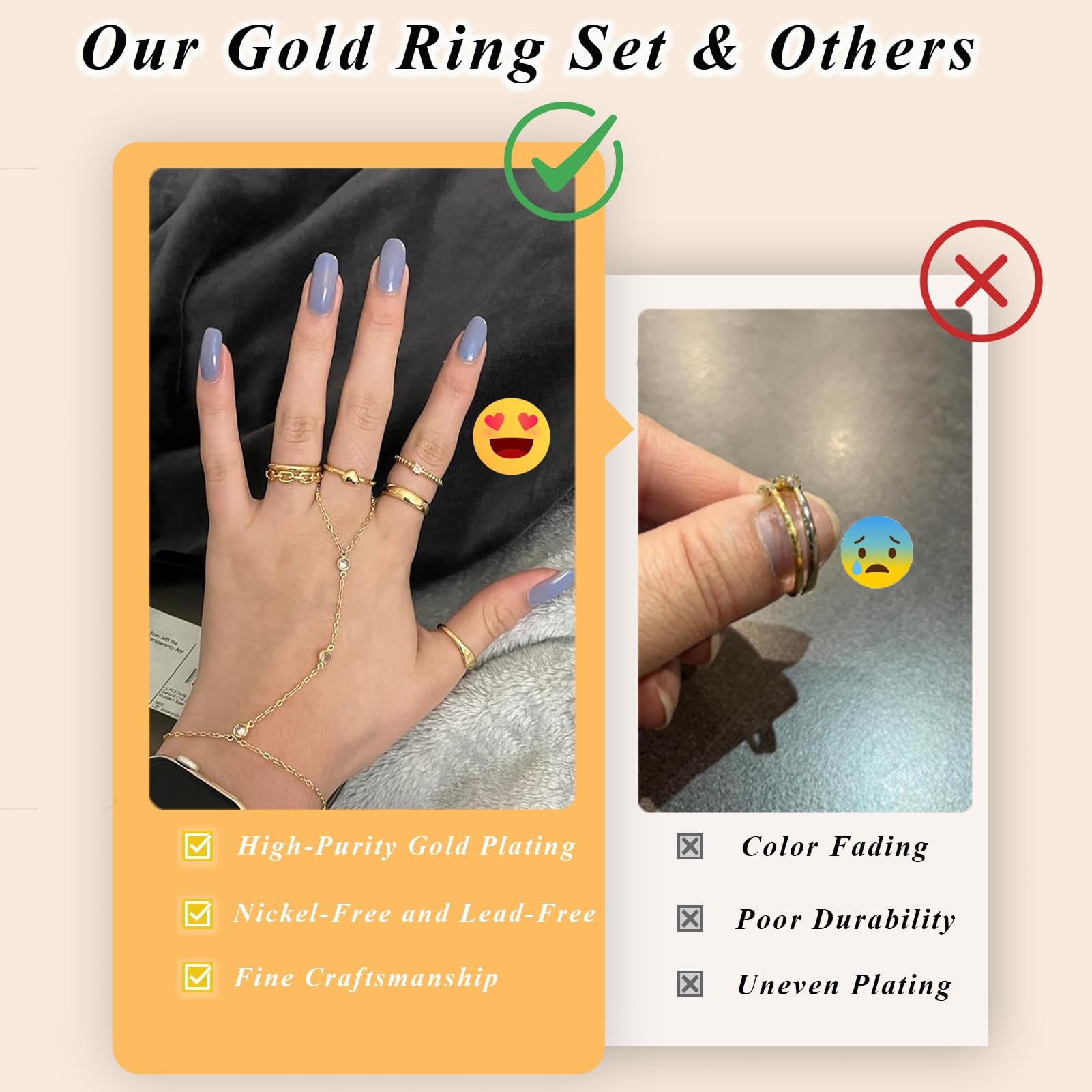 10 PCS Dainty 14K Gold Rings for Women, Open Twist Simulated Diamond Criss Cross Designs, Perfect for Stacking Layering on Thumb and Knuckle Engagement Rings in Sizes 8