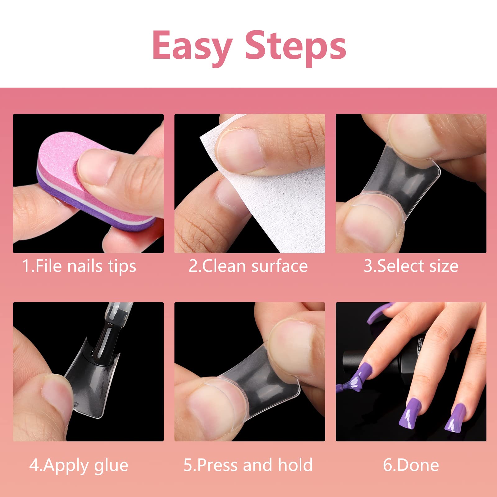 Lionvison Clear Duck Nails Tips, Short Duck Feet Nail Tips Flare Wide Press on Nail Tips for Acrylic Nails, 240PCS Half Cover False Nail Extensions Tips for Nail Salon Tech, 10 Sizes with Nail Charms