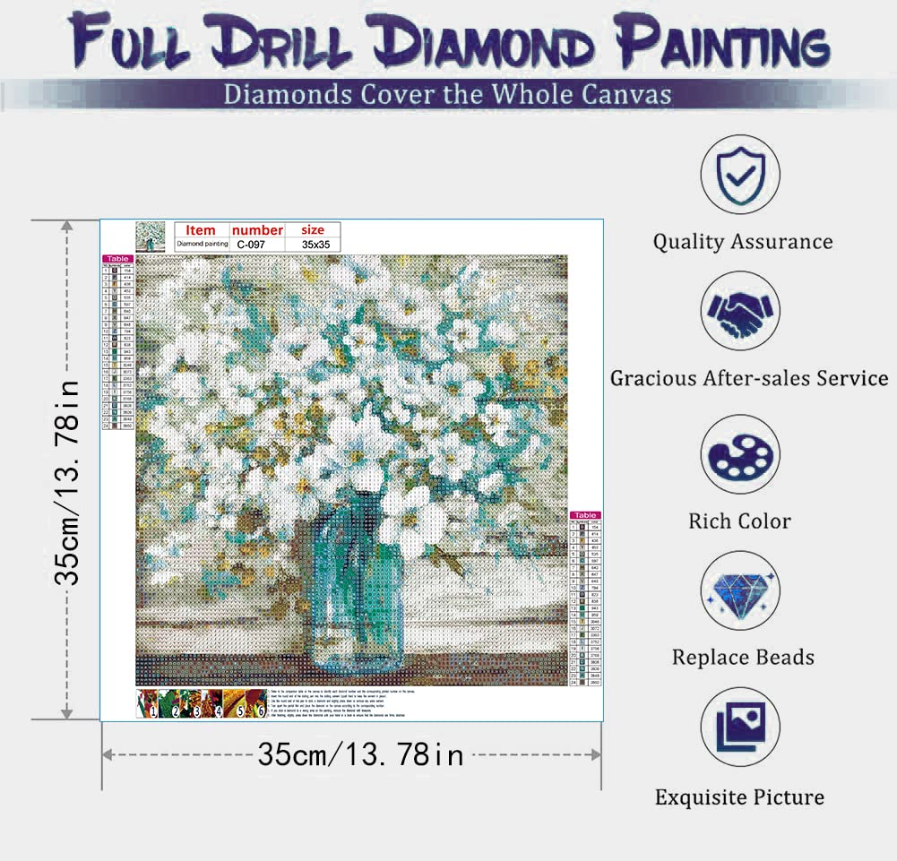 RYMILIE Diamond Painting Kits for Adults - Vase DIY 5D Diamond Art Kits Full Drill Diamond Dots Paintings with Diamonds Gem Art and Crafts Home Decor 【13.78x13.78inch】