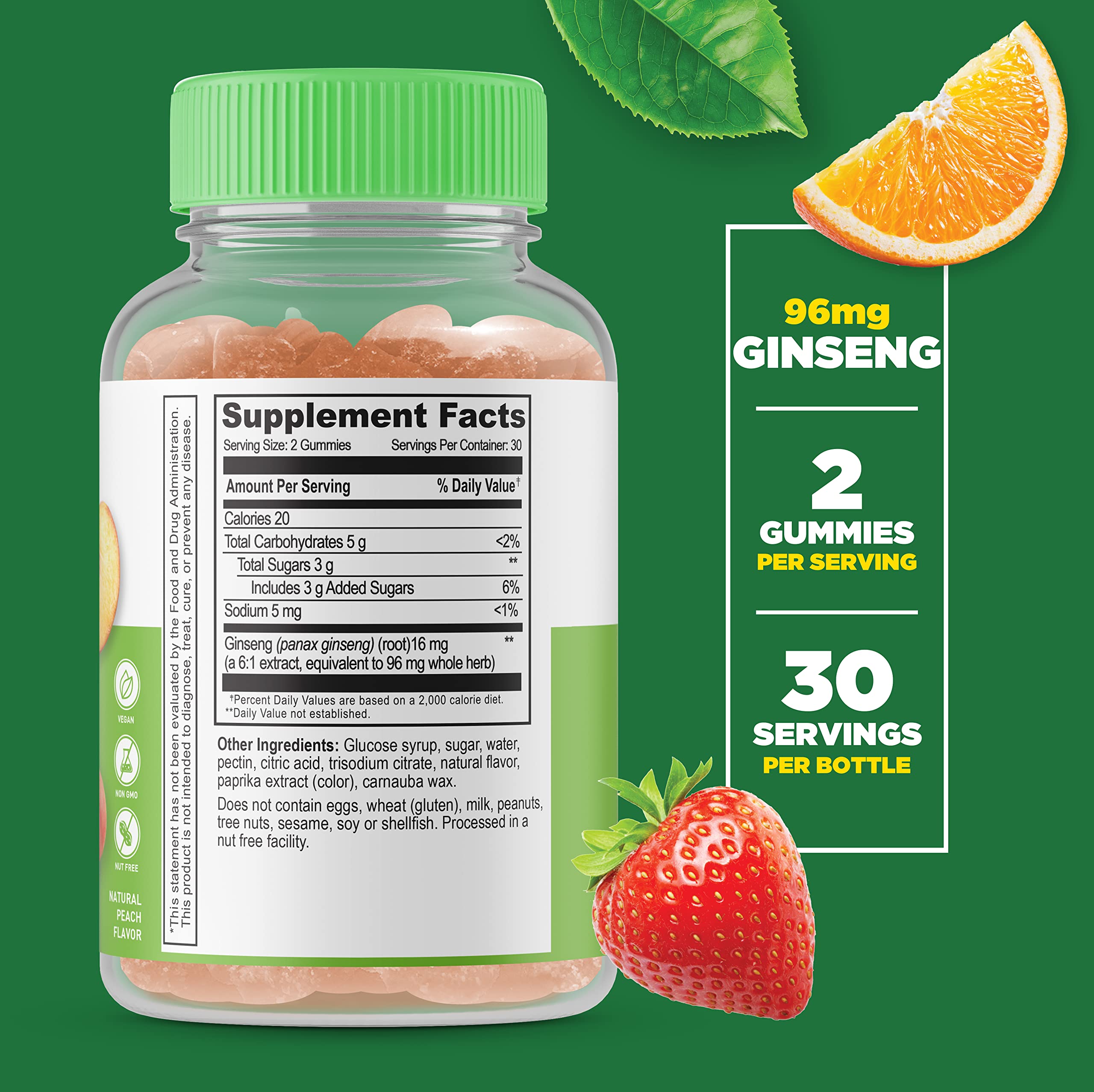 Lifeable Magnesium 85mg + Panax Ginseng, Gummies Bundle - Great Tasting, Vitamin Supplement, Gluten Free, GMO Free, Chewable Gummy