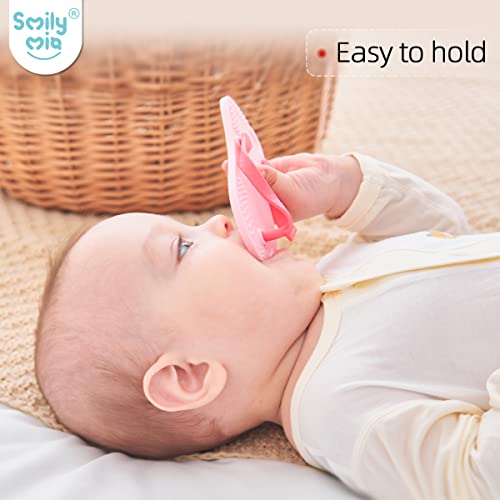 Smily Mia Flip-Flop Teething Toys, Silicone Teether for 3M+, Chewing Toys for Babies Teething Pain Relief, Silicone Baby Shoes, Right Foot Pink