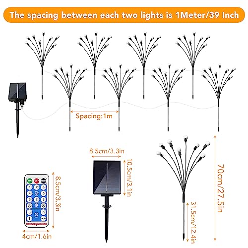 8 Pack Solar Firefly Lights Outdoor, 8 LED Swaying Firefly Garden Lights with Remote Control, 8 Flashing Modes, Waterproof Solar Powered Fairy Lights Outdoor for Landscape Yard Patio Pathway Lawn