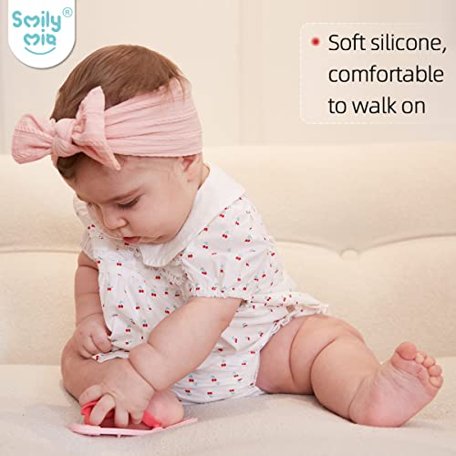 Smily Mia Flip-Flop Teething Toys, Silicone Teether for 3M+, Chewing Toys for Babies Teething Pain Relief, Silicone Baby Shoes, Right Foot Pink