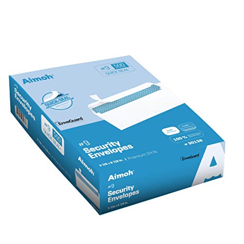 500 #9 Security Self-Seal Envelopes, Premium Security Tint Pattern, Ultra Strong Quick-Seal Closure - No Window, EnveGuard, Size 3-7/8 x 8-7/8 Inches - White - 24 LB - 500 Count (30138)