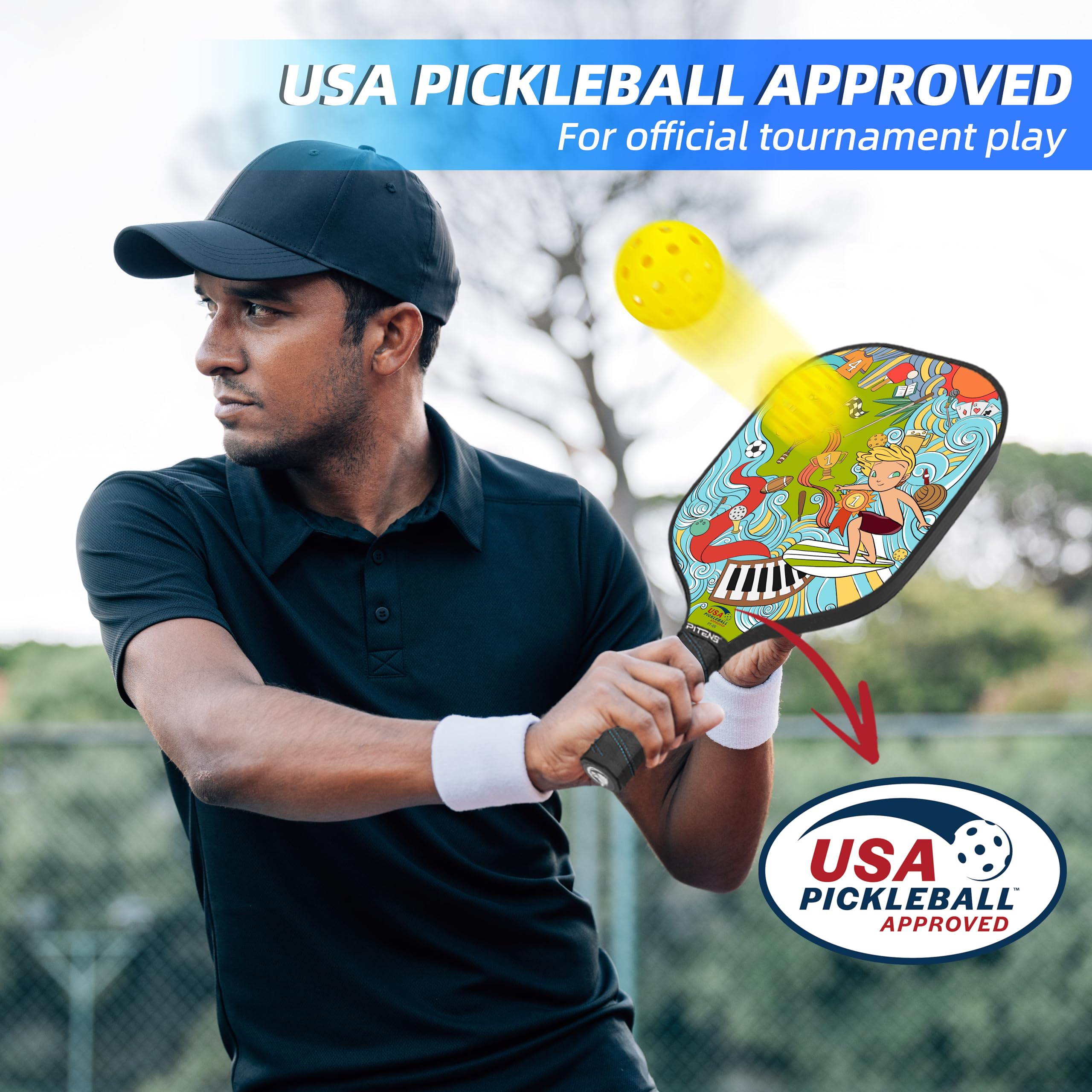 Pickleball Paddles, USAPA Approved Fiberglass Surface Pickleball Set with Pickleball Rackets, Pickle Ball Paddle Set for Men Women