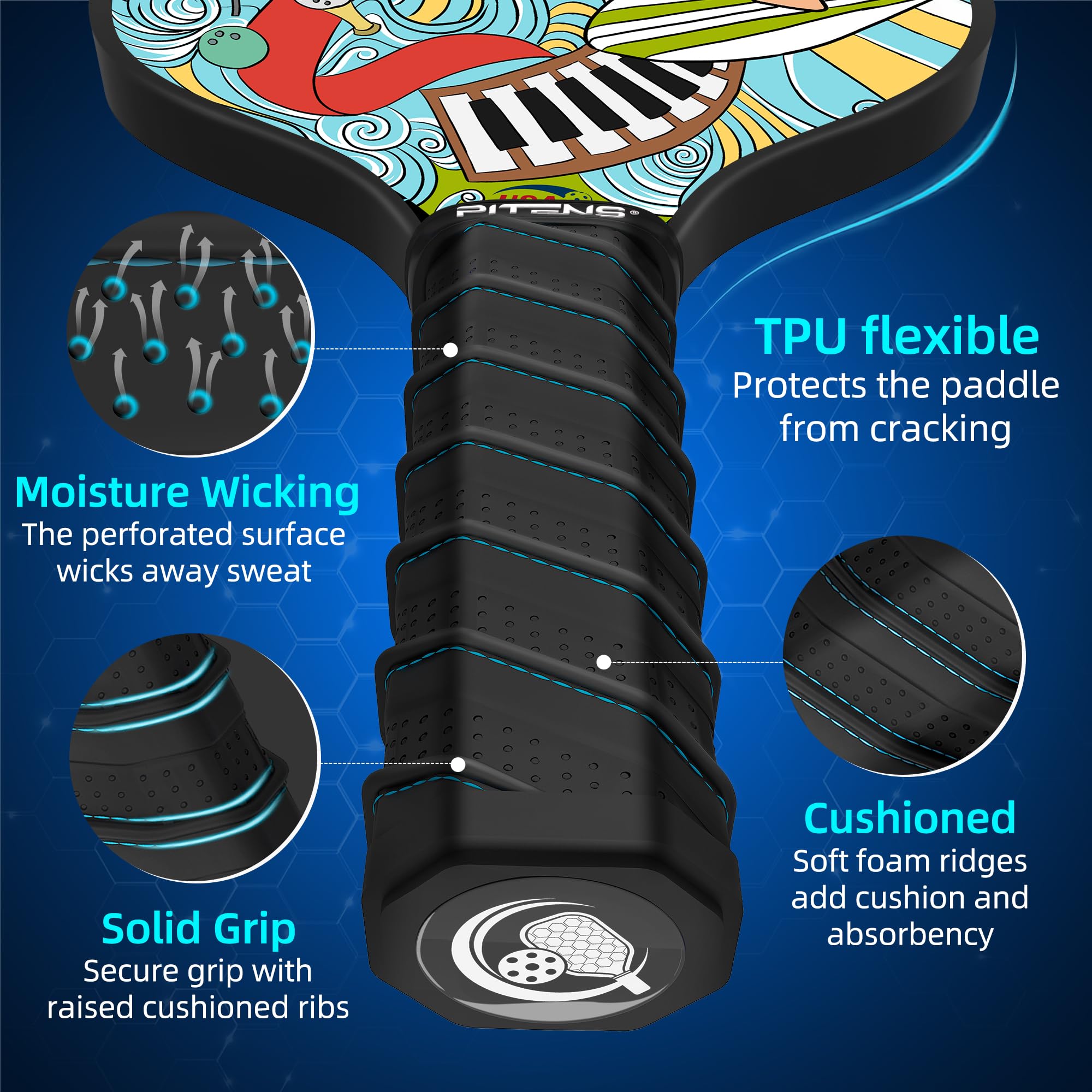Pickleball Paddles, USAPA Approved Fiberglass Surface Pickleball Set with Pickleball Rackets, Pickle Ball Paddle Set for Men Women