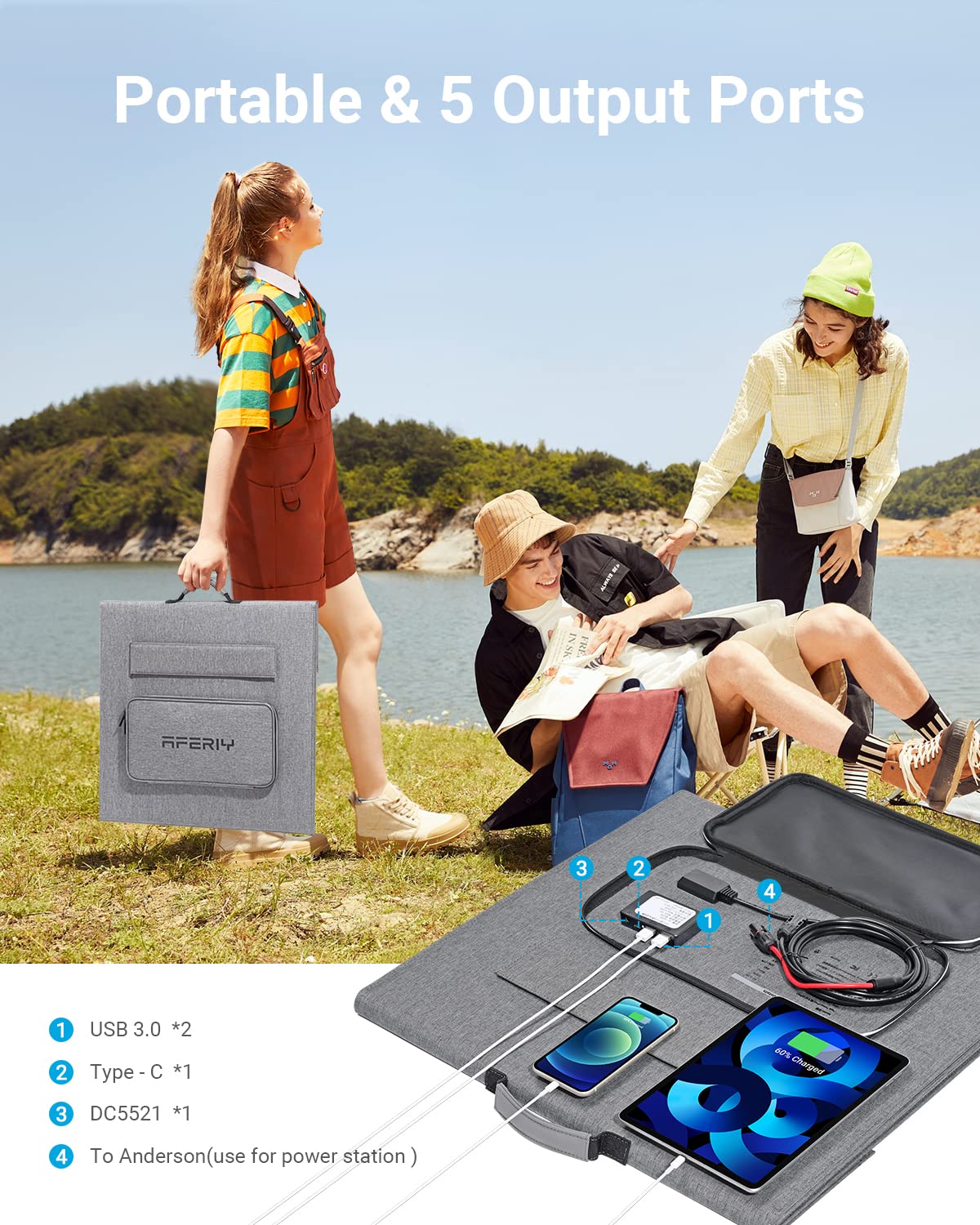 AFERIY Solar Generator with Panels Included 2000W Portable Power Station with 1pcs Foldable Solar Panel 200W (new-MWT), Solar Power Generator for RV Van House Outdoor Camping