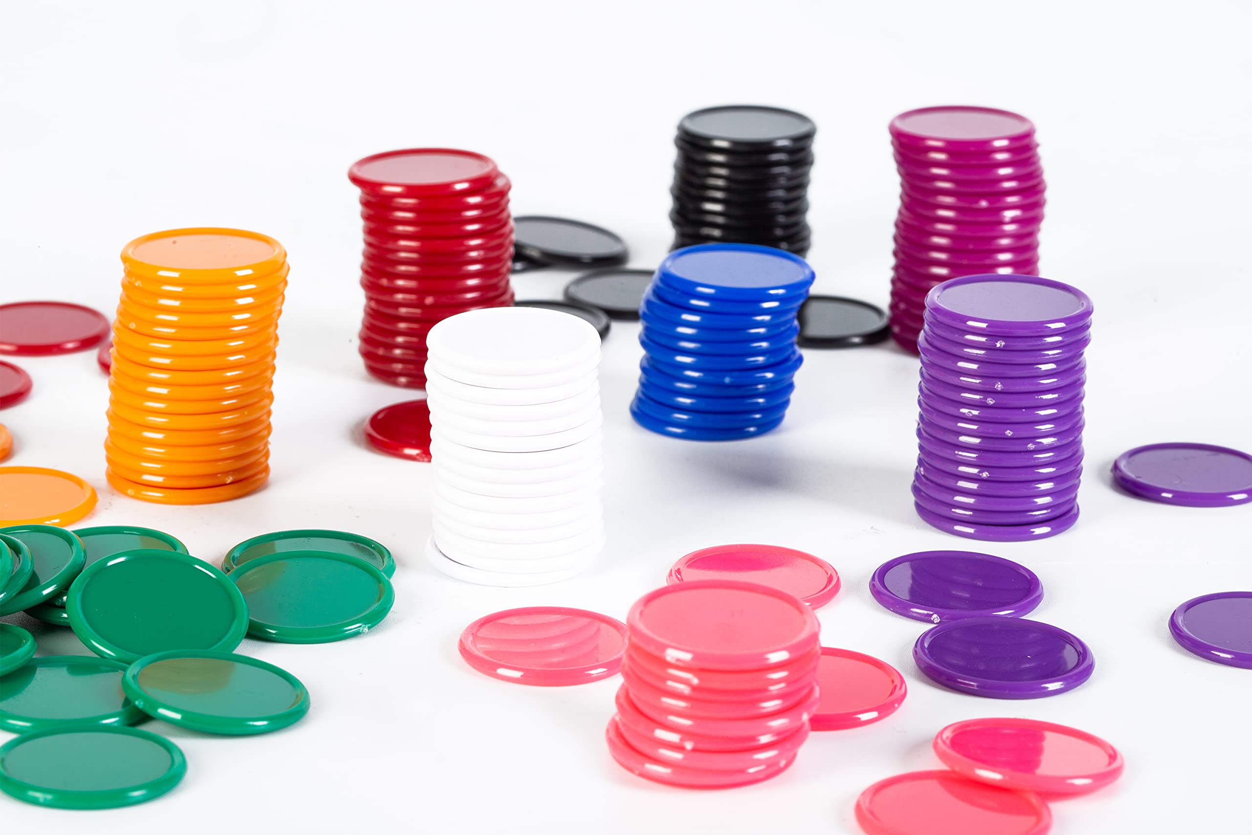 Smartdealspro 300pcs 1 Inch 10 Colors Opaque Plastic Learning Counters Counting Mini Poker Chips Game Tokens (with Edge)