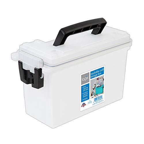 Logix 12535 Stackable Craft Storage Box with Handle, Locking Art Supply and Flambeau Outdoors 6009TD Lil' Brute Fishing Tackle and Gear Box with Lift-Out Tray