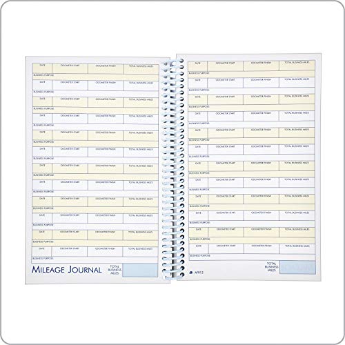 Adams ABFAFR12 Vehicle Mileage and Expense Journal, 5-1/4" x 8-1/2", Fits the Glove Box, Spiral Bound, 588 Mileage Entries, 6 Receipt Pockets,White
