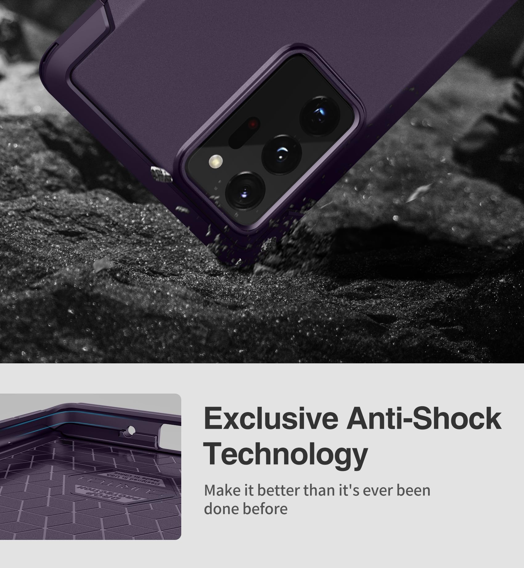 SURITCH for Samsung Galaxy Note 20 Ultra Case (Only) 6.9-inch, [2 Front Frames][Built-in Screen Protector] Full-Body Protective Rugged Heavy Duty Shockproof Phone Cover-(Dark Purple)