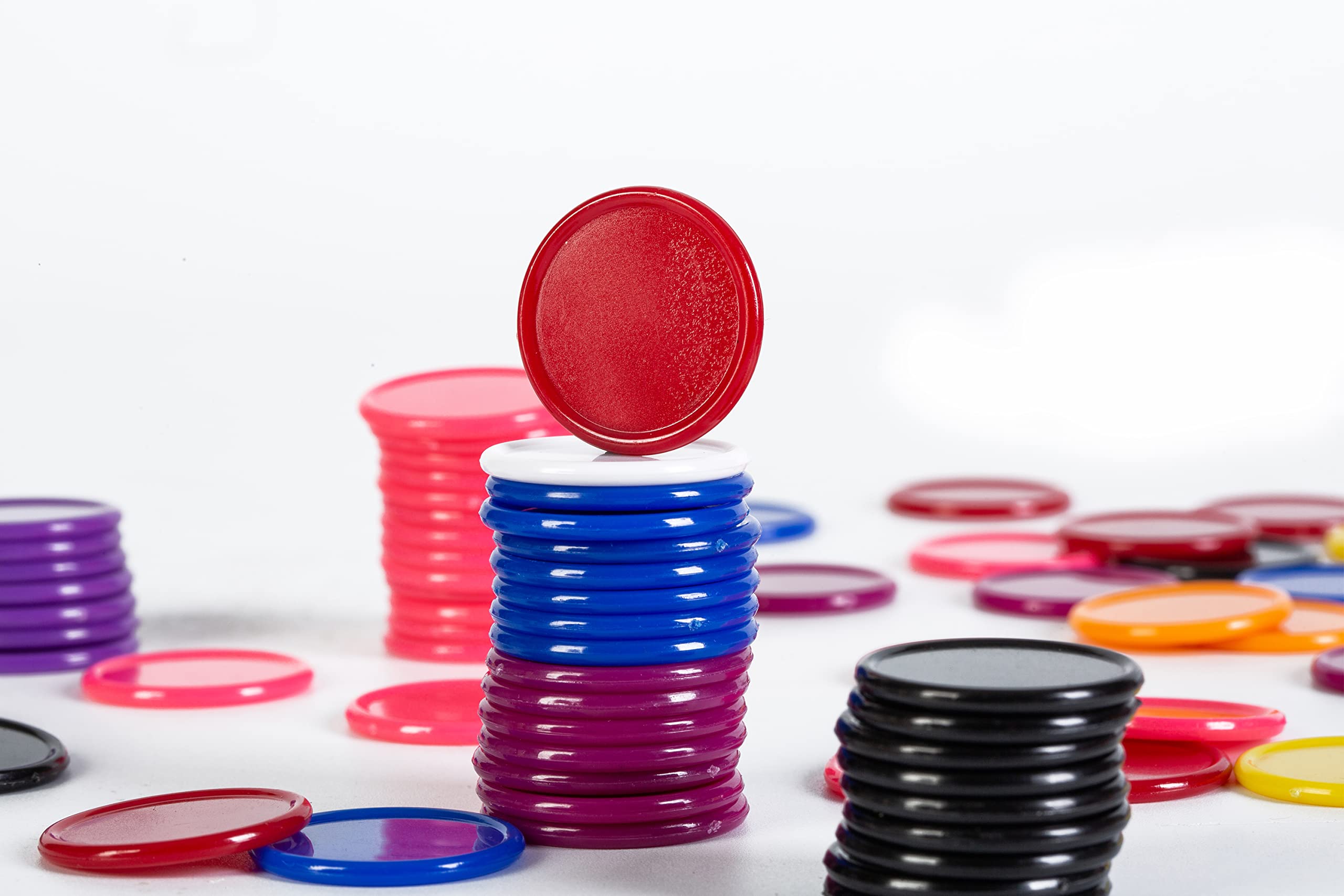 Smartdealspro 300pcs 1 Inch 10 Colors Opaque Plastic Learning Counters Counting Mini Poker Chips Game Tokens (with Edge)