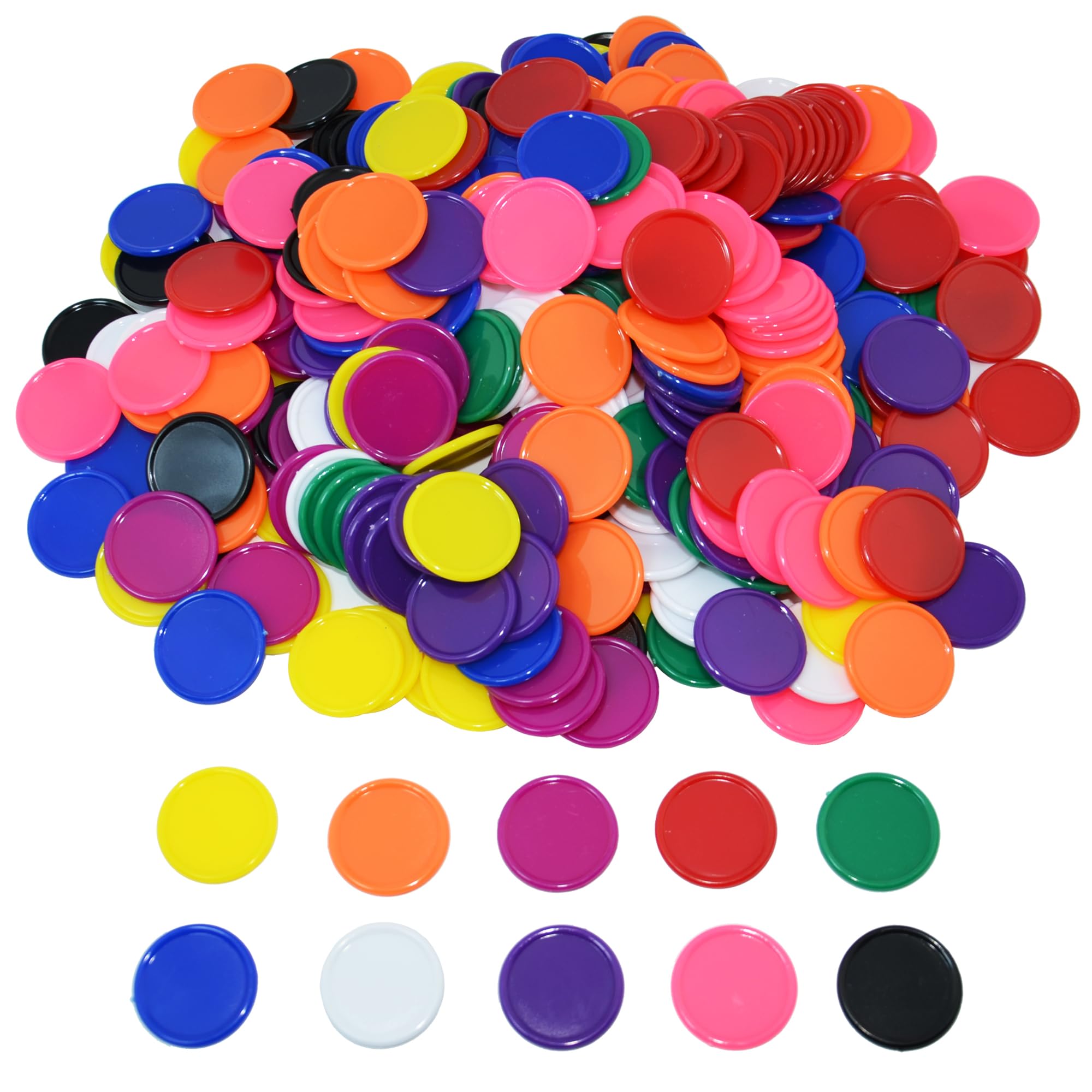 Smartdealspro 300pcs 1 Inch 10 Colors Opaque Plastic Learning Counters Counting Mini Poker Chips Game Tokens (with Edge)