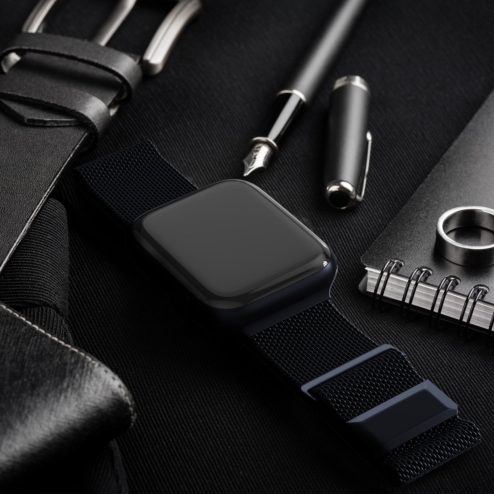 EPULY Compatible with Apple Watch Band 44mm 45mm 46mm(Series 10) 49mm,Stainless Steel Mesh Loop Magnetic Clasp for iWatch Ultra Series 9 8 SE 7 6 5 4 Women Men -49/46/45/44mm Midnight