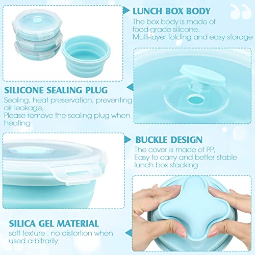 Tanlade 12 Pack Collapsible Bowls with Lids 17oz Collapsible Food Storage Containers Round Lunch Containers Silicone Collapsible Bowls for Camping RV Kitchen Microwave Dishwasher (Pink, Blue)
