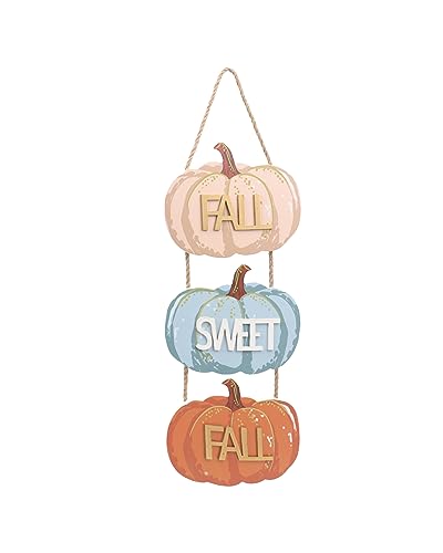 DN DECONATION Fall Hanging Wall Sign Wood Pumpkin Door Hanger Fall Signs Decor, 3 Pieces Rustic Hanging Sign for Autumn Harvest Thanksgiving Halloween Wall Decorations Indoor Outdoor for Home