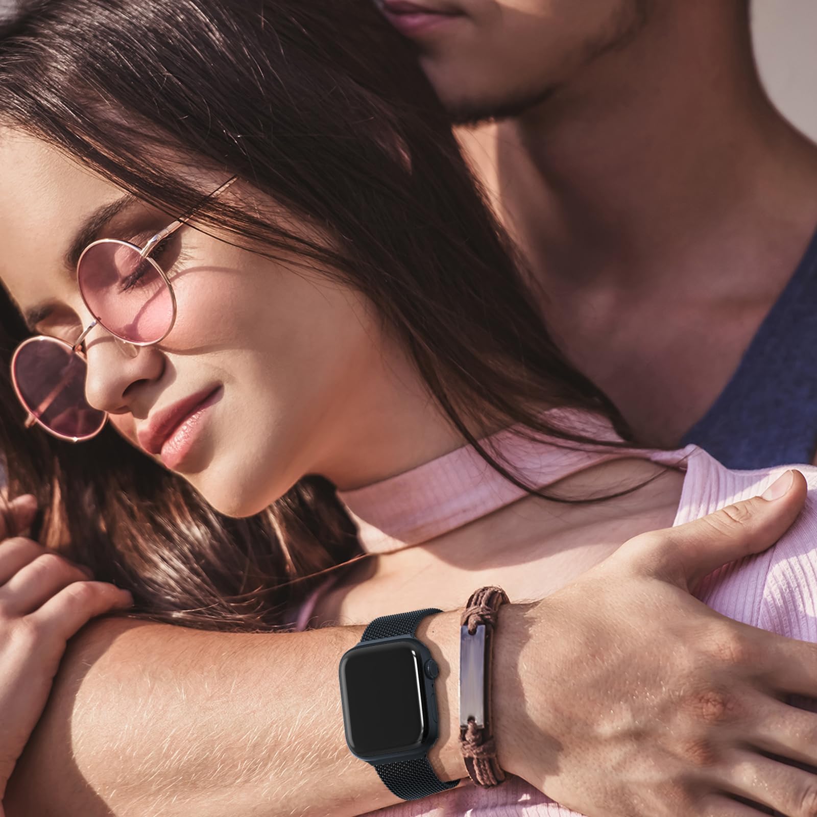 EPULY Compatible with Apple Watch Band 44mm 45mm 46mm(Series 10) 49mm,Stainless Steel Mesh Loop Magnetic Clasp for iWatch Ultra Series 9 8 SE 7 6 5 4 Women Men -49/46/45/44mm Midnight