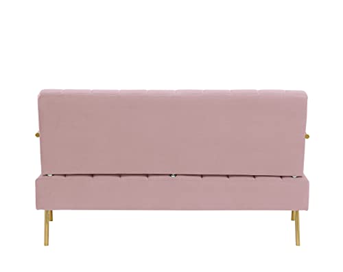 Velvet Upholstery Loveseat Tufted Futon Sofa,Australian Cashmere Fabric Accent 2-Seat Sofá Couch with Metal Legs&Throw Pillows for Living Room/Bedroom/Apartment/Office/Studio/Compact Space