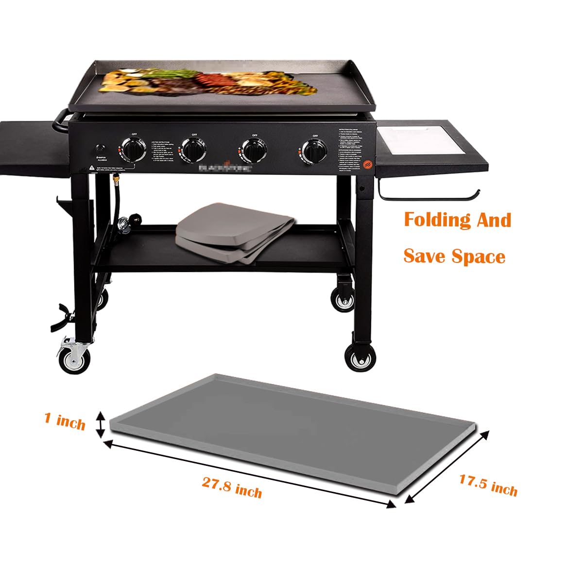 Griddle Mat for Blackstone Heavy Duty Durable Food-grade Silicone Griddle Cover Protect from Water, Insects, Debris and Rust (28" Grey)