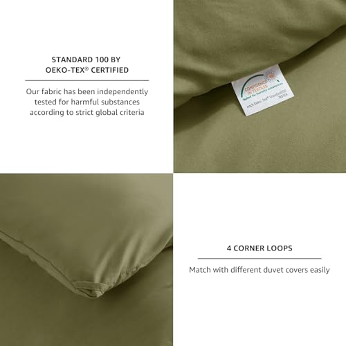 CozyLux Olive Green Comforter Set King Size, 3 Pieces Solid Breathable Quilted Style Bedding Sets, Luxury Fluffy Soft Microfiber Comforter for All Season(1 Comforter & 2 Pillowcases)