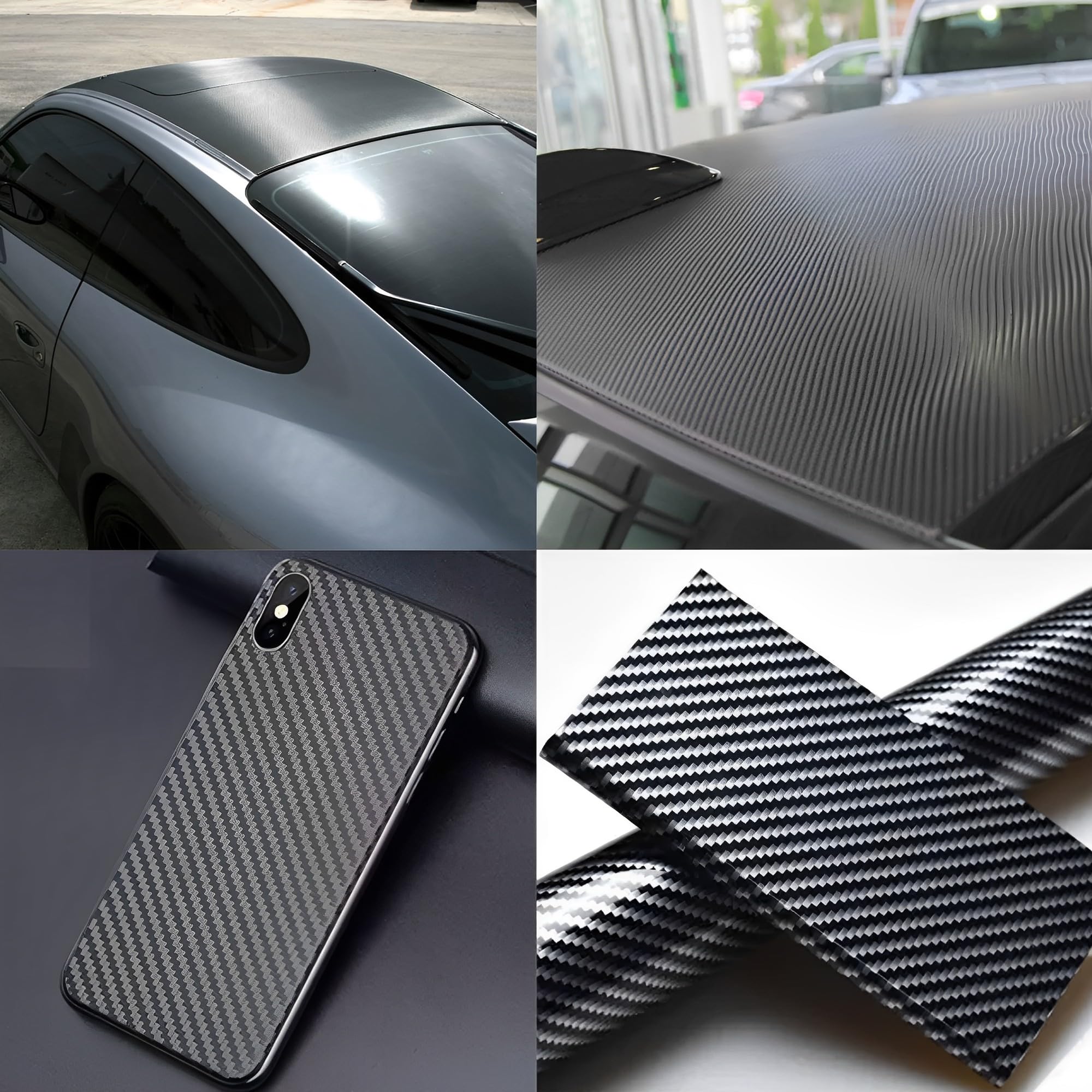 Lypumso 3D Black Carbon Fiber Vinyl Wrap, Air Release Technology Car Wrap Vinyl Roll, Self Adhesive Wrap Stickers Waterproof Film Auto Exterior Interior Decoration 1ft x 13ft
