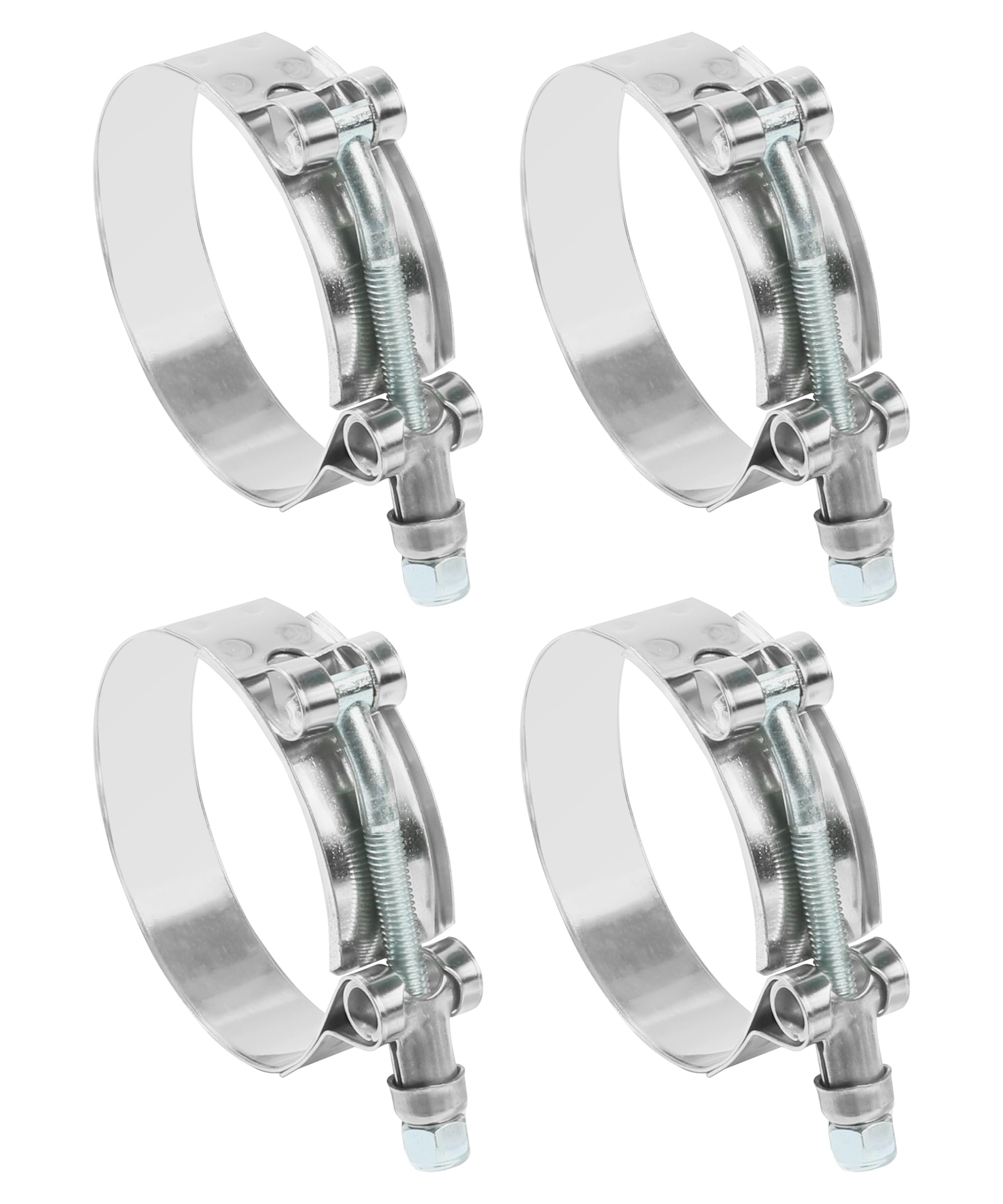 Zlirfy 4PCS T-Bolt Hose Clamps,Stainless Steel Intercooler Pipe Tube Clamps,Turbo Pipe Clamps,Adjustable Turbo Intake Intercooler Hose Clamp,Suitable for Intake system,Intercooler (4 Pcs, 2.0")