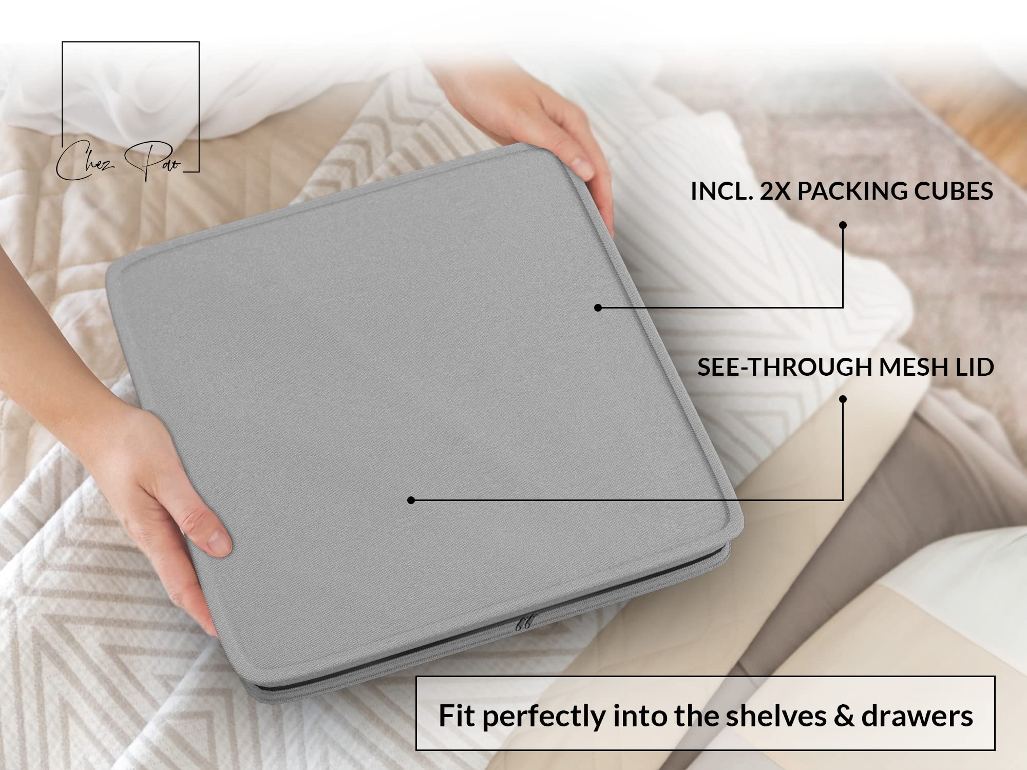 Chez Pao 6-Shelf Hanging Closet Organizer with 3 Drawers & 3 Shelves - Closet Organizers and Storage - Closet Organization - Incl. 2 Packing Cubes