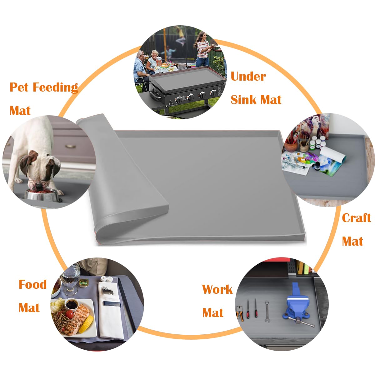 Griddle Mat for Blackstone Heavy Duty Durable Food-grade Silicone Griddle Cover Protect from Water, Insects, Debris and Rust (28" Grey)