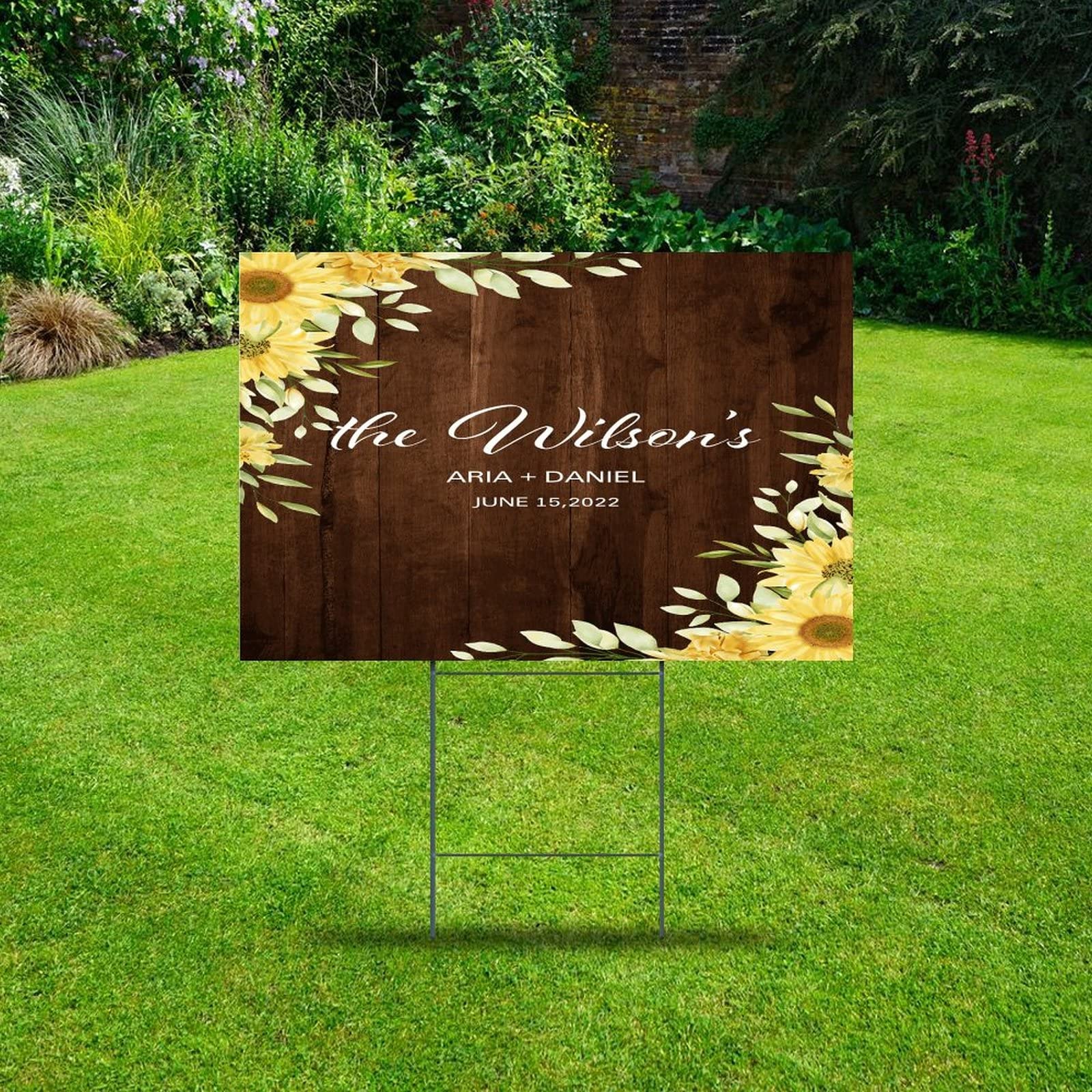 Autravelco Welcome to Our Wedding Yard Signs with Stakes 12x18 Inch Display Date & Couple Name Customized Lawn Signs with Stakes for Rent House Party Supplies Décor