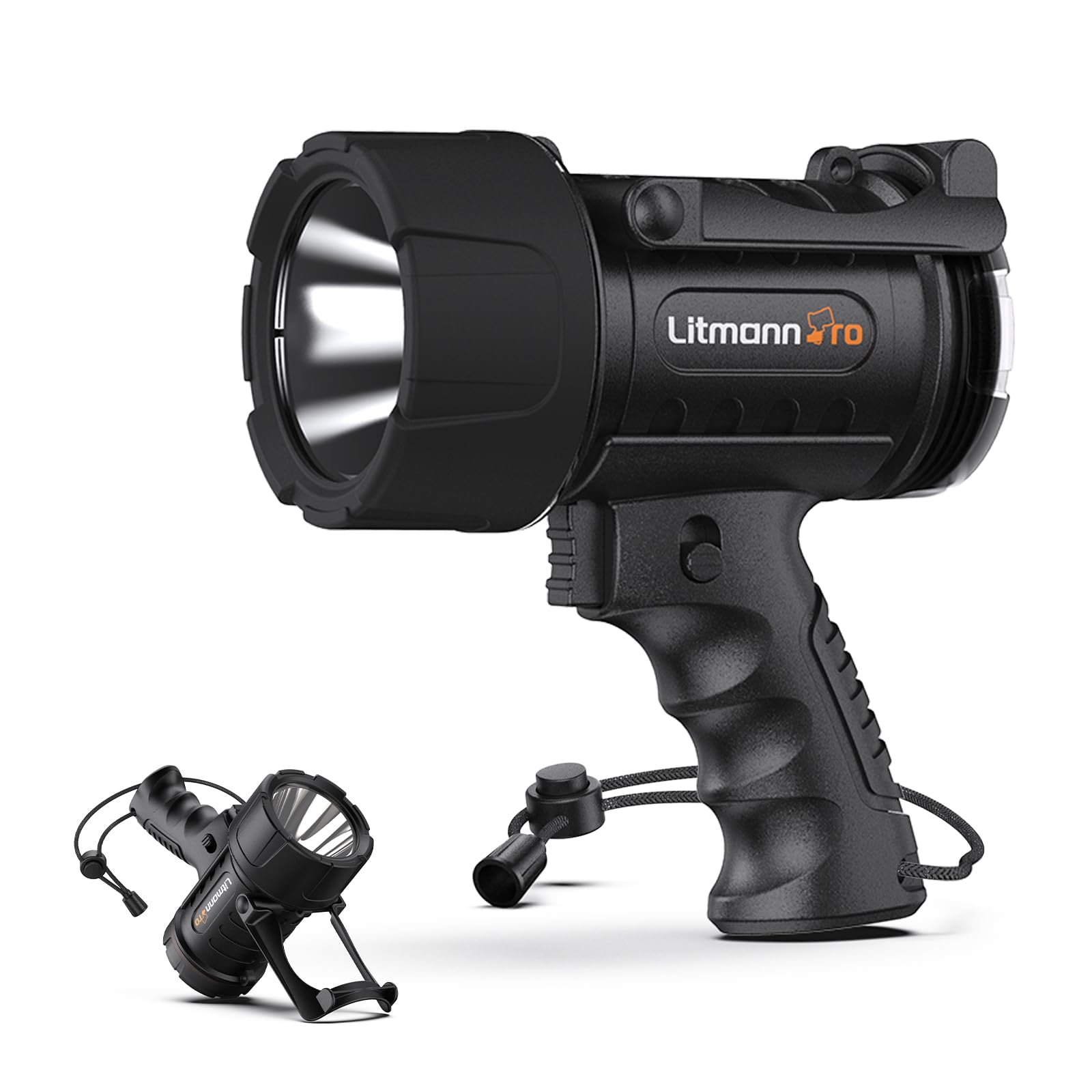 Litmann Pro Outdoor Portable Mini Handheld LED Outdoor Spotlight, 500 Lumens Flashlight IP67 Water Proof Marine Spot Lights for Boat, Hiking, Farm, Emergency, Power Outages Searchlight