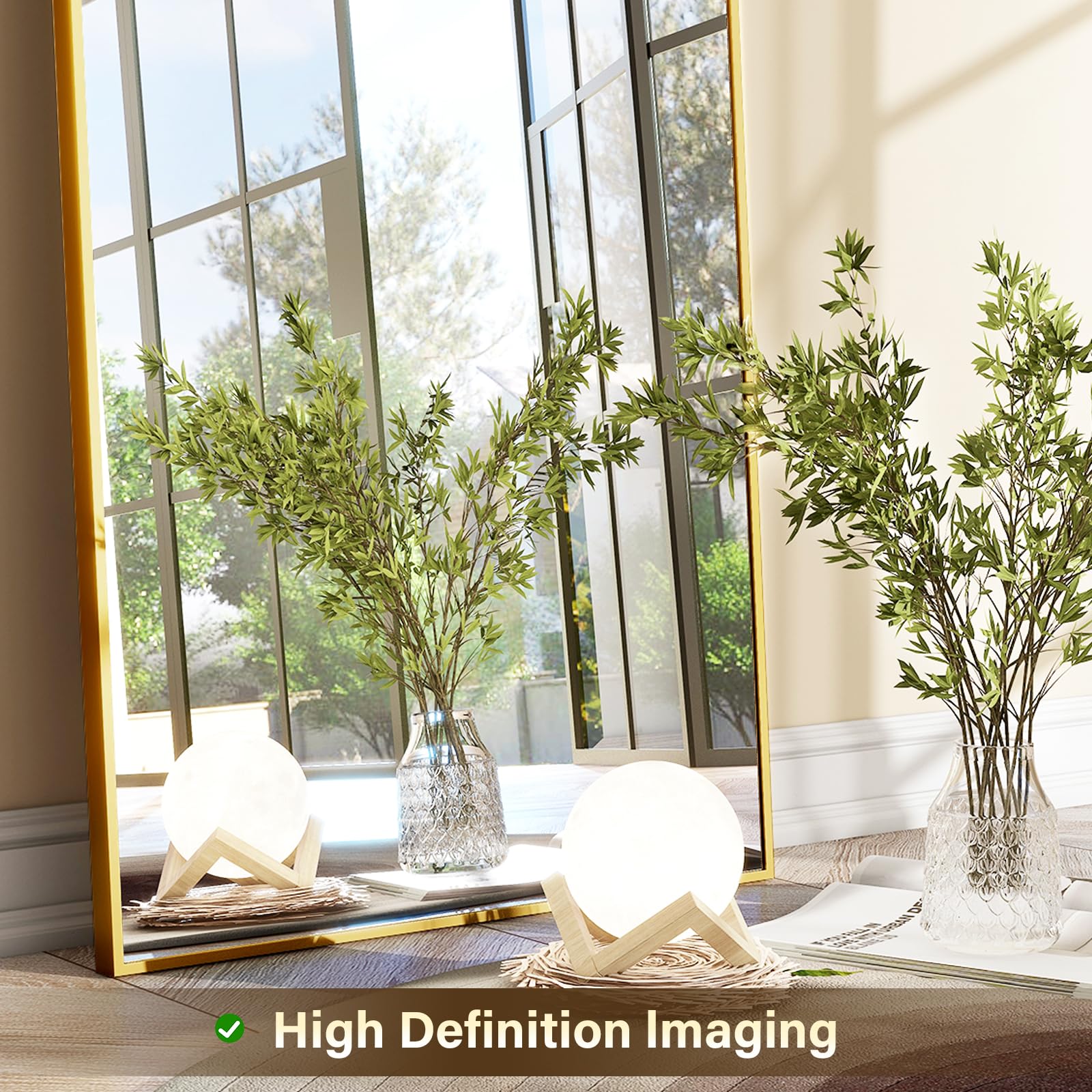 XRAMFY Arched Full Length Mirror 58"x18" Floor Mirrors with Aluminum Alloy Frame Free-Standing Wall Mounted Floor Mirrors or Large Dressing Mirror, Gold Arch Mirror