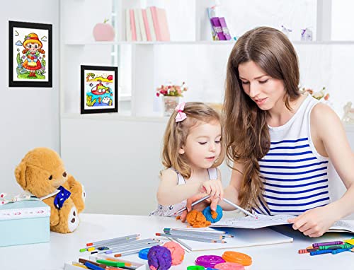 SanerDirect 2 Pack Black Frame for Kids Artwork, Displays 8.5x11 Artwork Frame Changeable| Hinged Wooden Frame for Picture, A4 Size Art Storage, Drawing Storage (12" x9 frame)