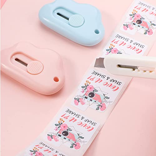 12 Pieces Cute Box Cutter Utility Retractable Knives, 6 Cartoon Cat Claw Box Cutters Pointed, 6 Cloud Pointed Cute Cardboard Cutter Razor Knife Smooth Pointed Mechanism for Office and Home Use