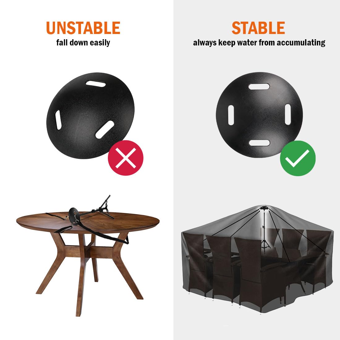 iCOVER Support Pole System for Patio Furniture Cover, Adjustable Height for Grill and Patio Dining Table Set Cover, Avoid Water Accumulation (Includes Straps)