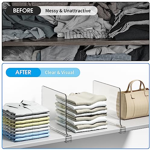 8Pack Acrylic Shelf Dividers, Vertical Organizers for Closets Storage Organizations, Clear Plastic Purse Separators for Handbags, Wood Shelves Divider for Linen Closets Kitchen Cabinet Pantry Cupboard