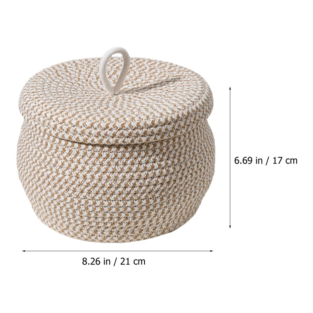 MARURY Round Basket with Lid for Storage, Decorative Basket Cotton Rope Woven Basket with Lid Living Room Bedroom Basket