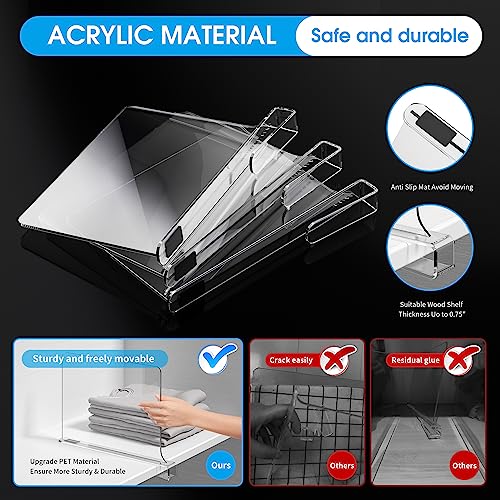 8Pack Acrylic Shelf Dividers, Vertical Organizers for Closets Storage Organizations, Clear Plastic Purse Separators for Handbags, Wood Shelves Divider for Linen Closets Kitchen Cabinet Pantry Cupboard