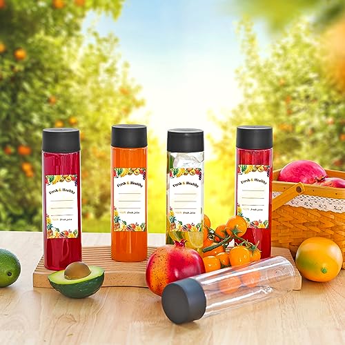 Moretoes 20pcs 13.6oz Reusable Juice Bottles, Plastic Juice Bottles with Lids for Drinks, Milk Smoothie Tea and Other Beverages