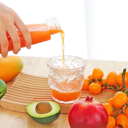 Moretoes 20pcs 13.6oz Reusable Juice Bottles, Plastic Juice Bottles with Lids for Drinks, Milk Smoothie Tea and Other Beverages