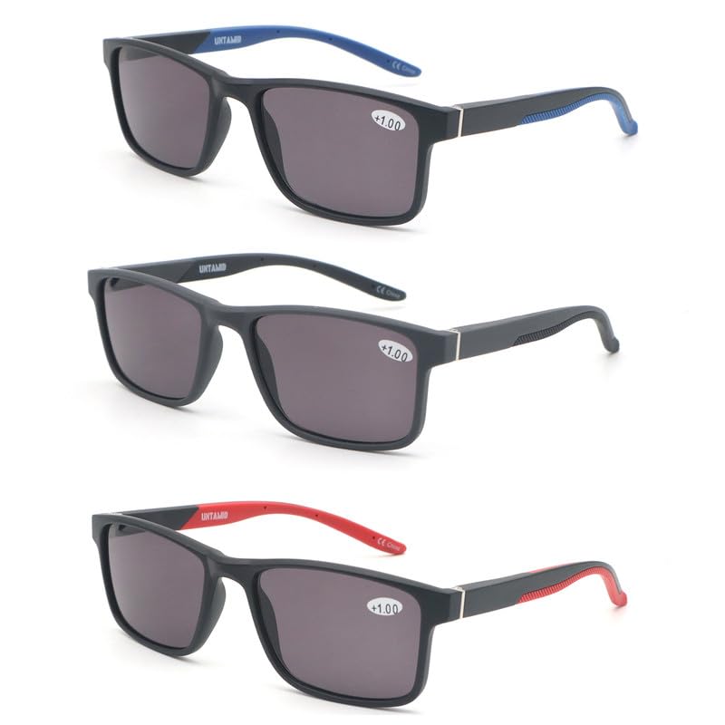 3 Pack Reading Glasses,Sport Square Frame Outdoor Reading Sunglasses for Women Men Sun Readers +4.00 - Not Bifocals